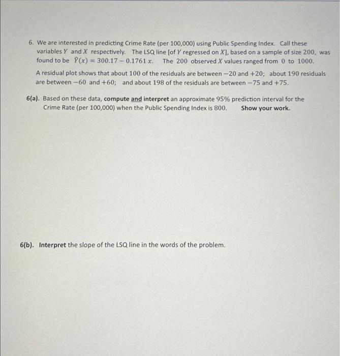 Solved 6. We are interested in predicting Crime Rate (per | Chegg.com