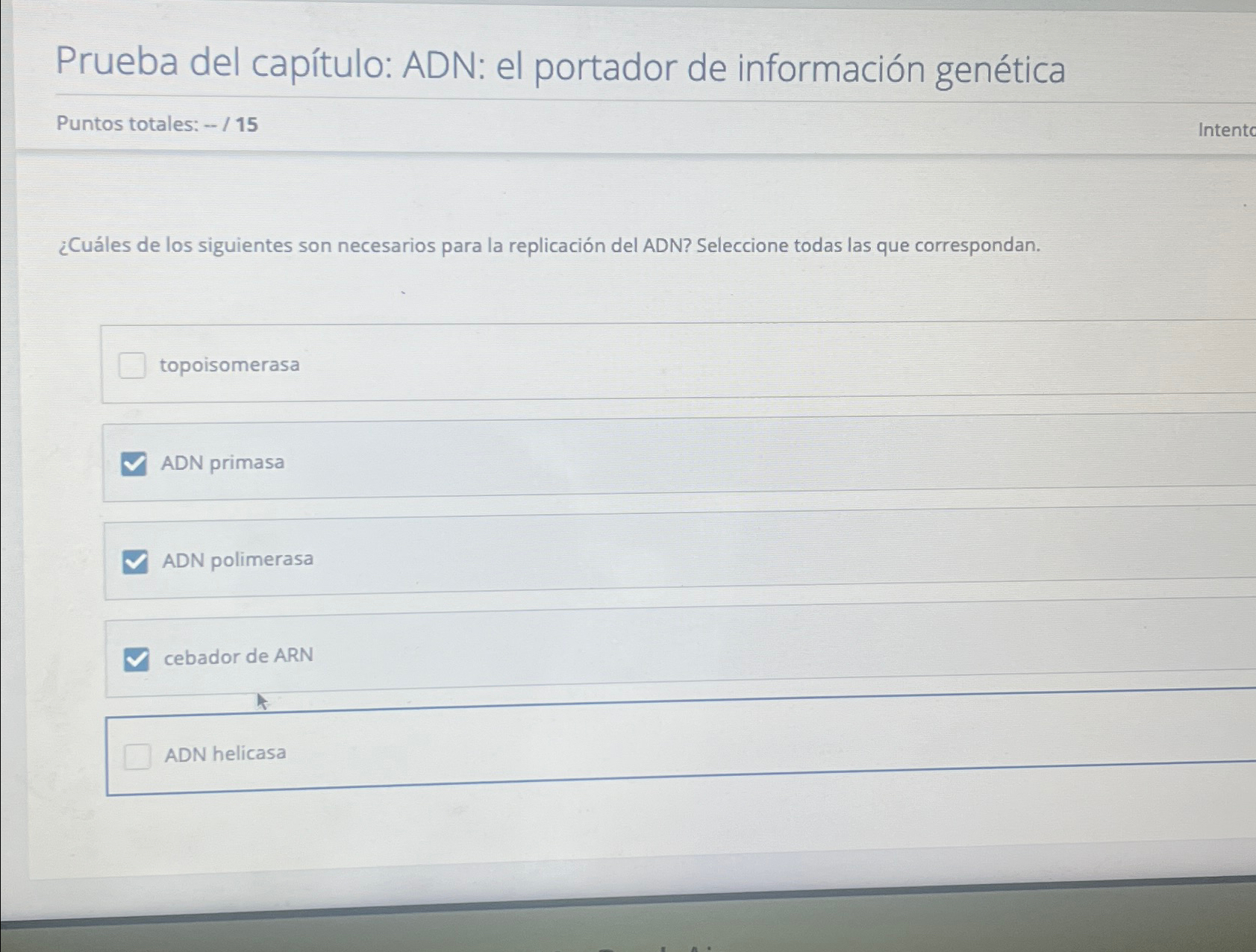 Solved Prueba del capítulo: ADN: el portador de información | Chegg.com