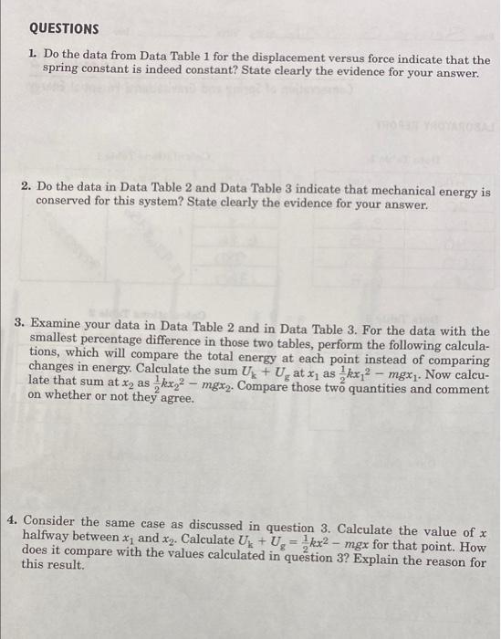 Solved Data Table 1 Calculations Table 1 x (m) Wid (N) (N/m) | Chegg.com
