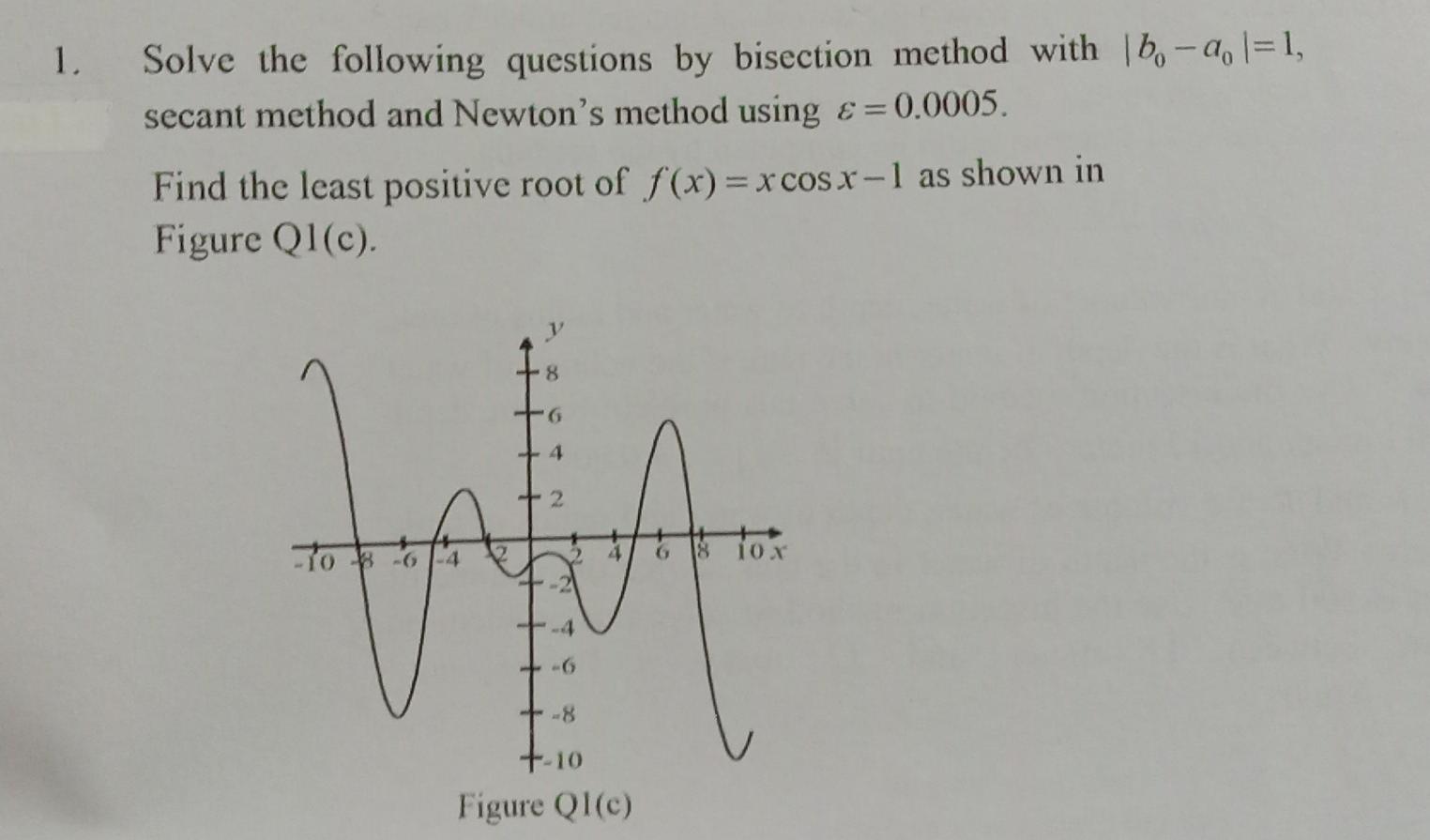 Solved 1. Solve the following questions by bisection method | Chegg.com