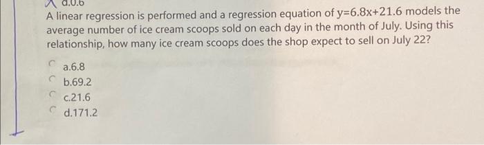 Solved A linear regression is performed and a regression | Chegg.com