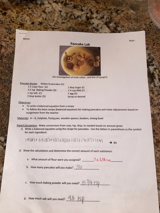 Solved Hour: Pancake Lab (An investigation of mole | Chegg.com