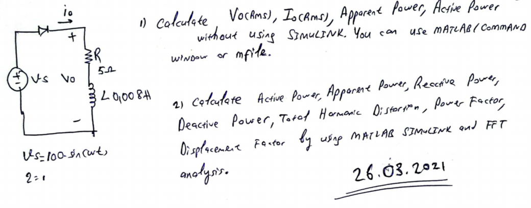 Calculate Vo(Rms), ﻿Io(Rms), ﻿Apparent Power, Active | Chegg.com