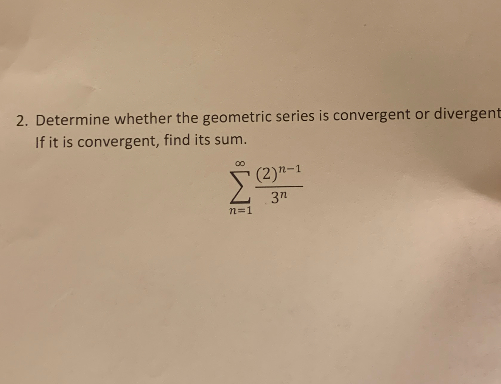 Solved Determine whether the geometric series is convergent | Chegg.com