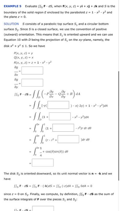 Solved EXAMPLE 5 Evaluate SSF.ds, when F(x, y, z) = yi + xj | Chegg.com