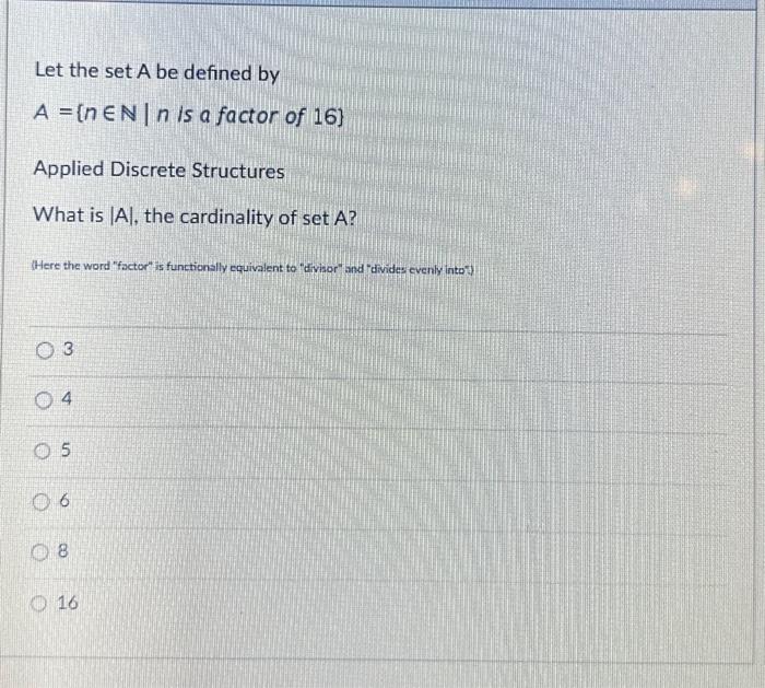 Solved Question 3 1 pts Let A={2,3,5,7,11} True or false: | Chegg.com