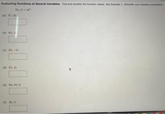 Solved Evaluating Functions of Several Variables Find and | Chegg.com