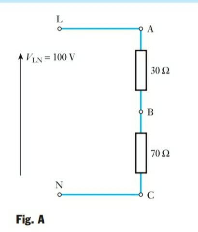Solved L А VLN = 100 V 3092 ов 702 ZO C С Fig. A 5. Given | Chegg.com