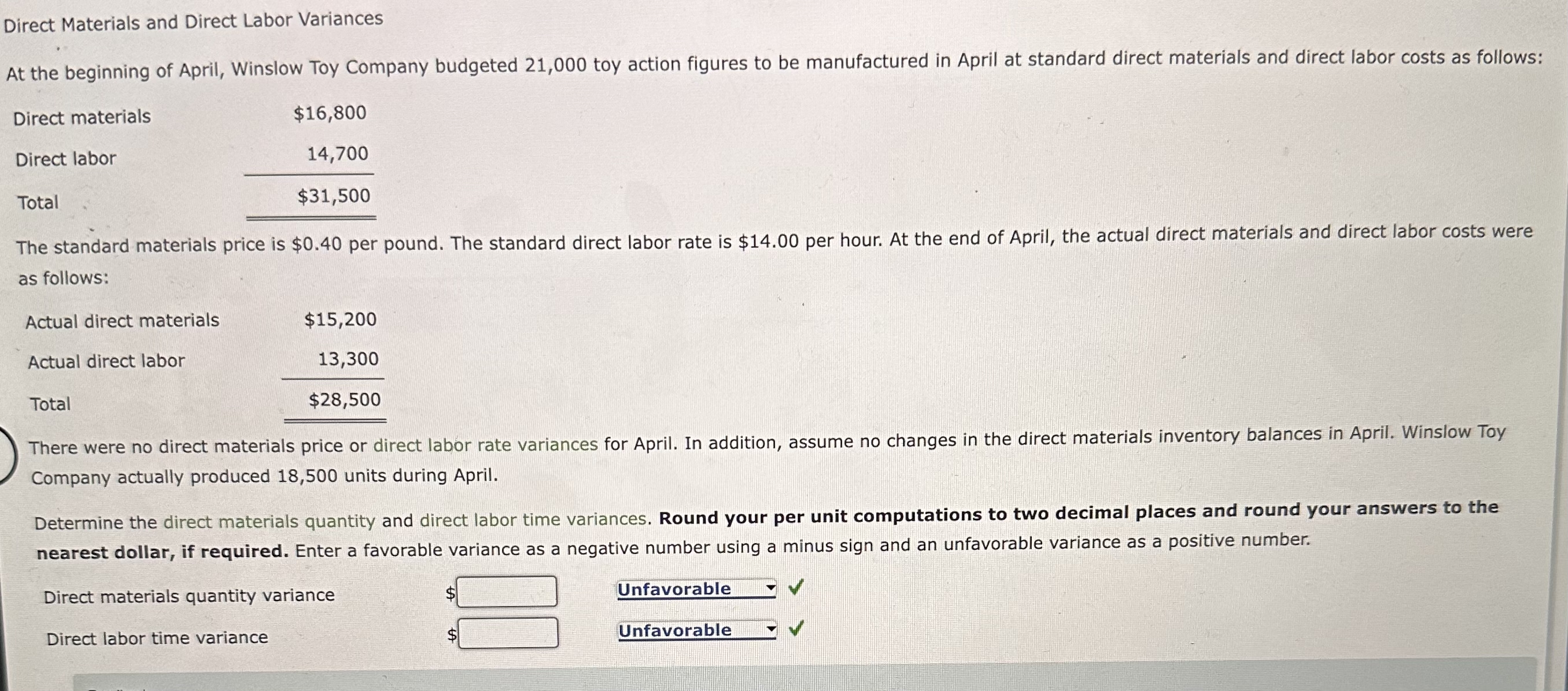 Solved Direct Materials and Direct Labor VariancesAt the | Chegg.com
