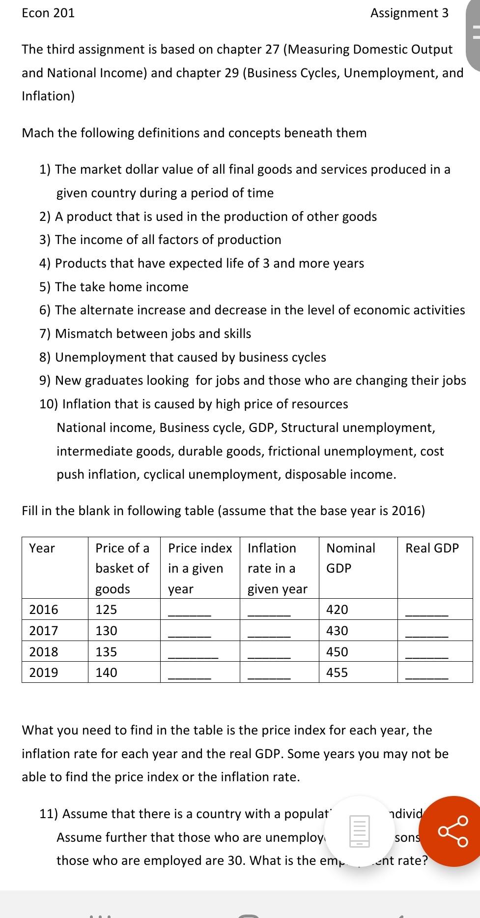 Solved Econ 201 Assignment 3 The third assignment is based | Chegg.com
