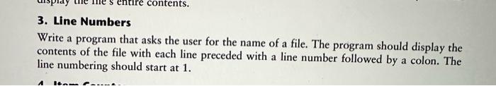 Solved 3. Line Numbers Write a program that asks the user | Chegg.com