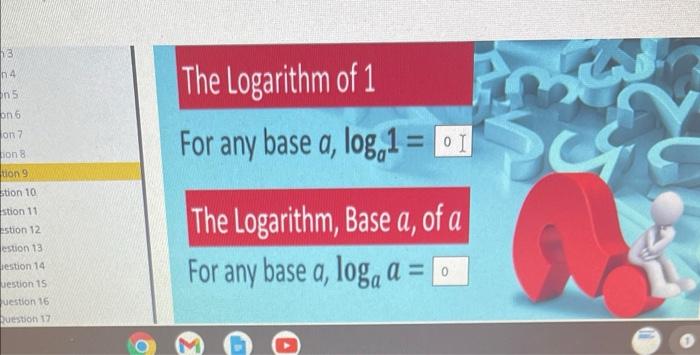 Solved logaa= | Chegg.com