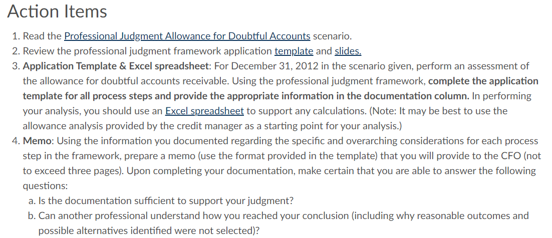 Solved Action ItemsRead the Professional Judgment Allowance | Chegg.com