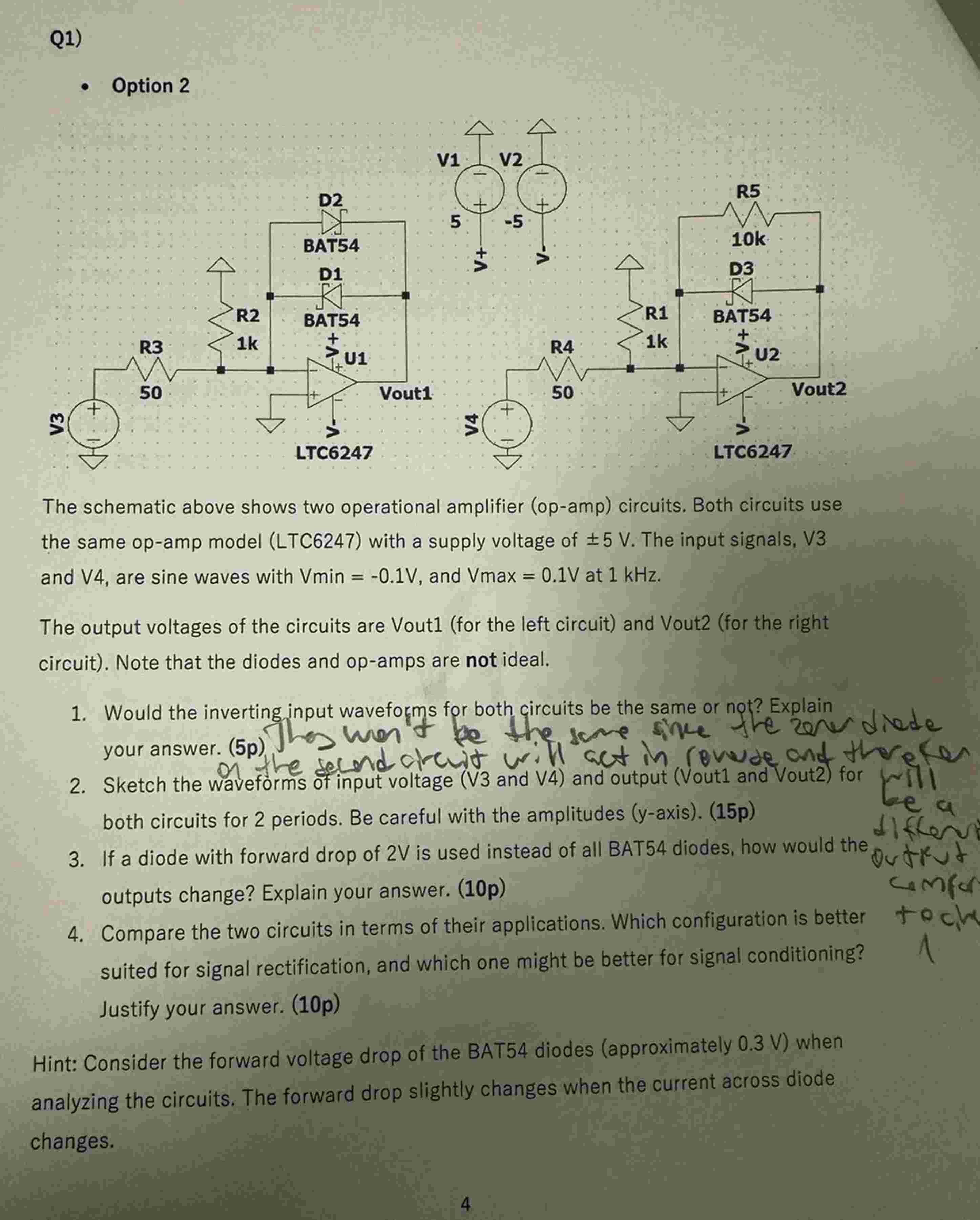 Solved Q1)- ﻿Option 2The schematic above shows two | Chegg.com