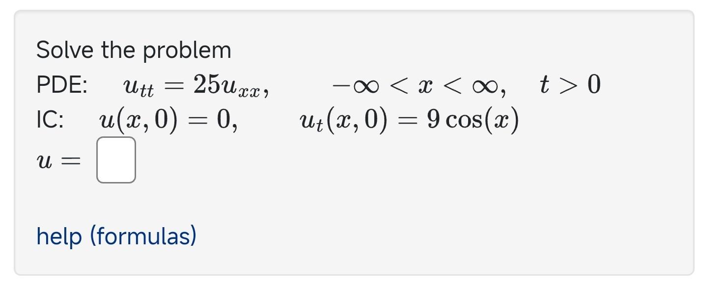Solved Solve the problem PDE: utt=25uxx,−∞ | Chegg.com