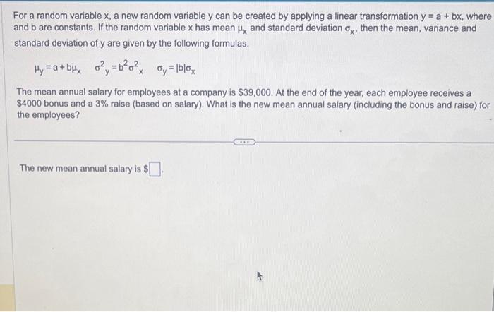 Solved For a random variable x, a new random variable y can | Chegg.com