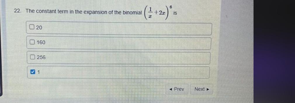Solved The constant term in the expansion of the binomial | Chegg.com