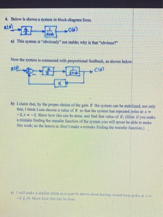 Solved 5. Below is shown a generic block diagram for a | Chegg.com