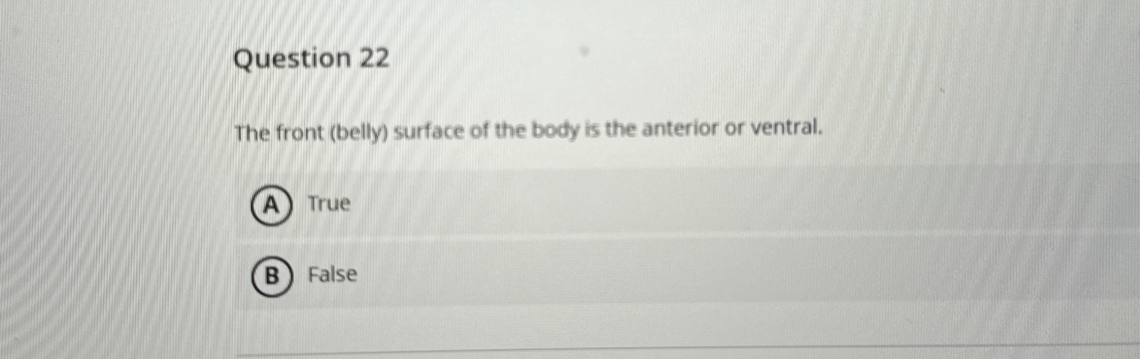 Solved Question 22The front (belly) ﻿surface of the body is | Chegg.com