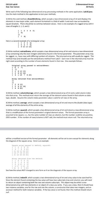 Solved CSC130 tabs Dimensional Arrays Due: See Canvas Write | Chegg.com