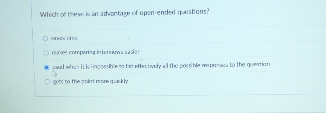 Solved Which of these is an advantage of open-ended | Chegg.com