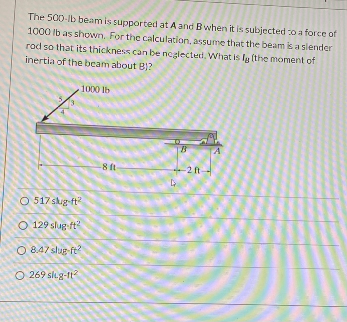 Solved The 500-1b beam is supported at A and B when it is | Chegg.com