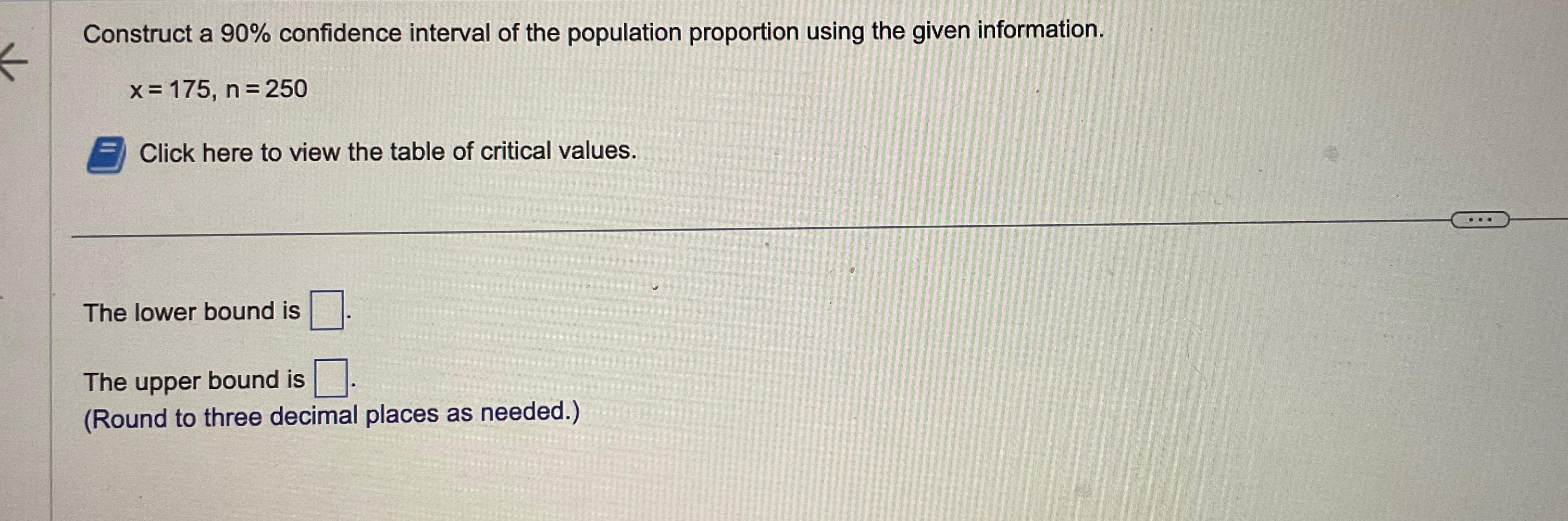 Solved Construct a 90% ﻿confidence interval of the | Chegg.com