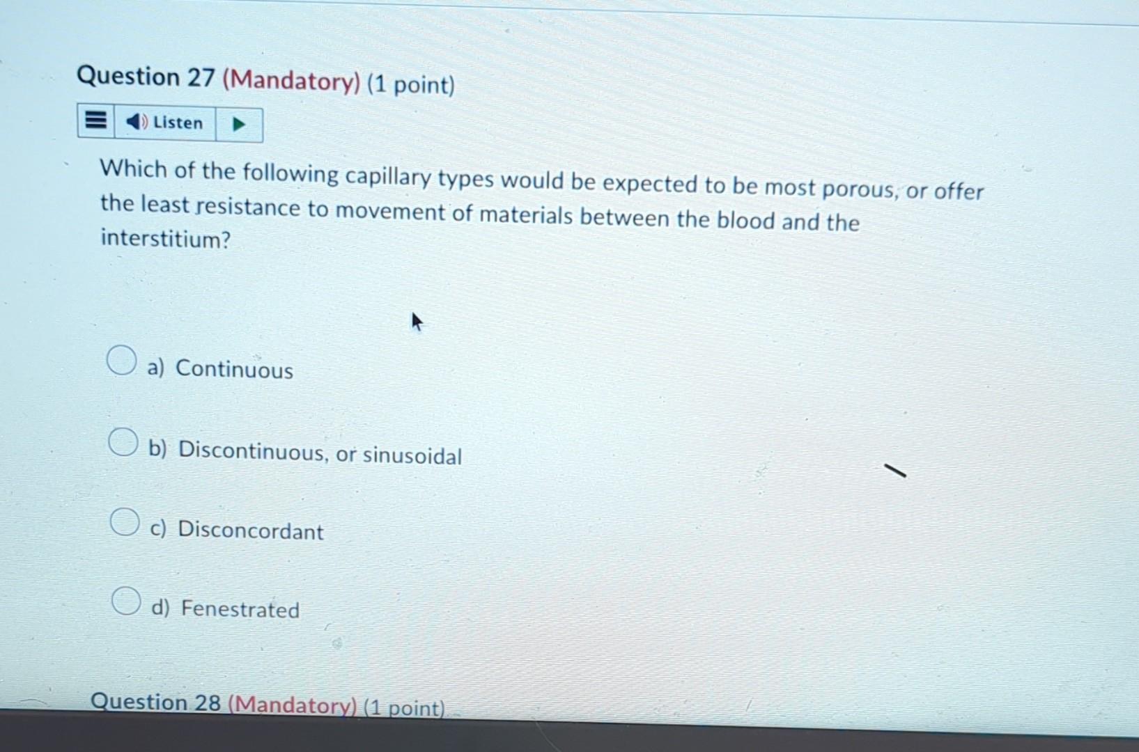 Solved Which of the following capillary types would be | Chegg.com