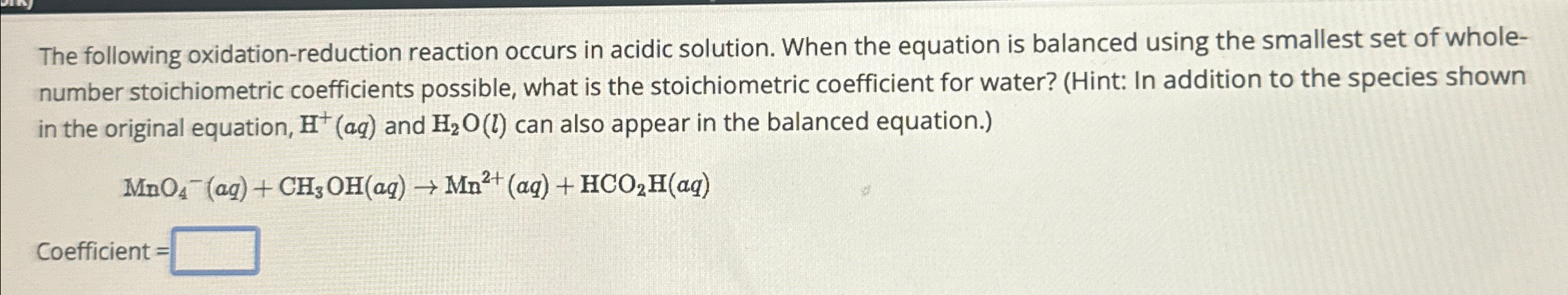 Solved The following oxidation-reduction reaction occurs in | Chegg.com