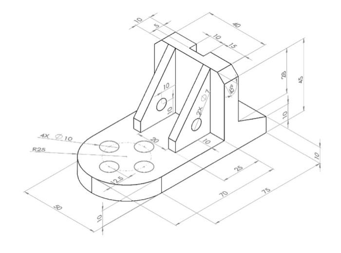 Solved Draw orthographic use Autocad based on the model | Chegg.com