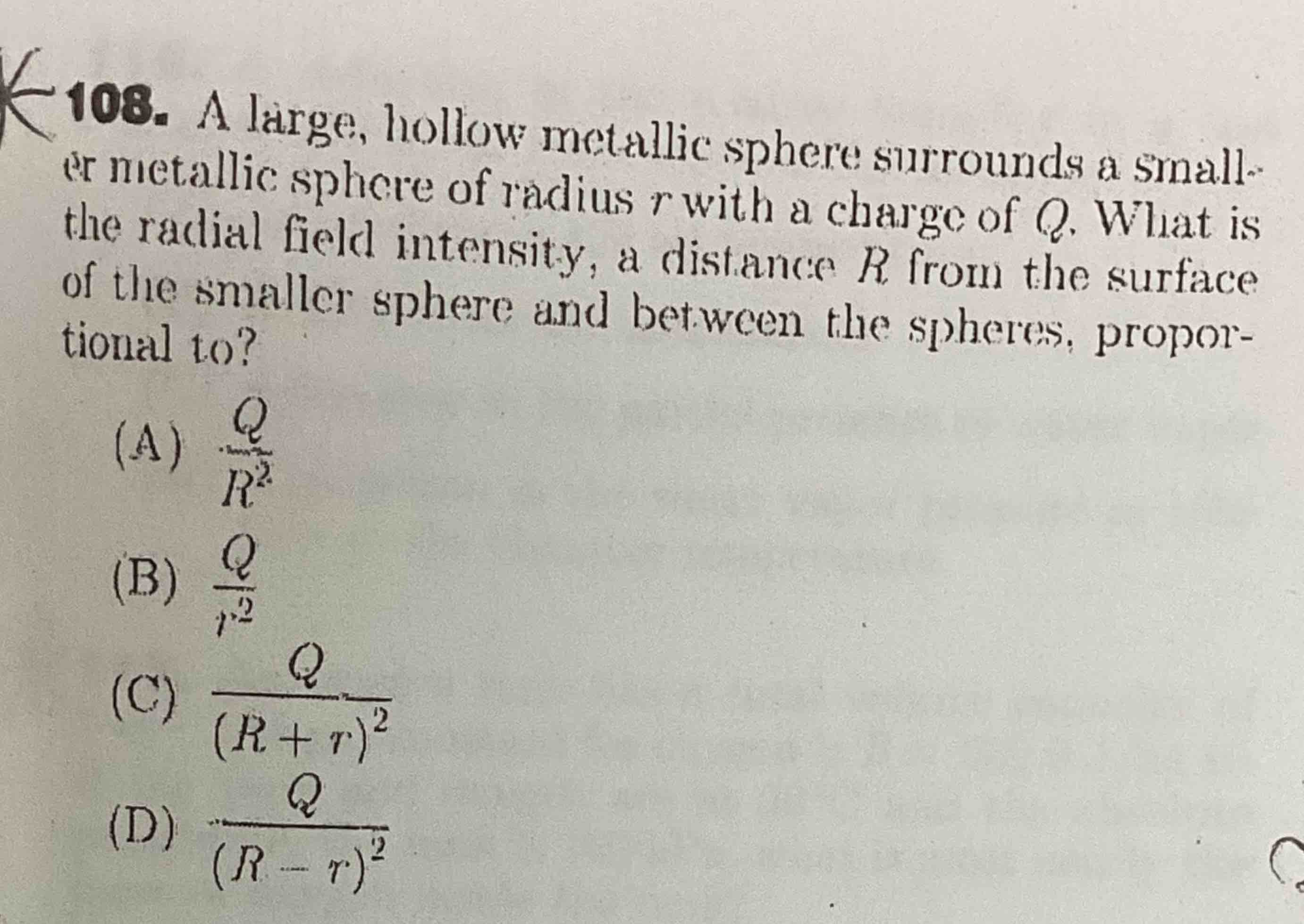 Solved A large, hollow metallic sphere surrounds a small-er | Chegg.com