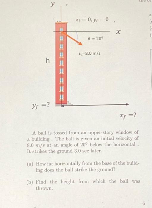 Solved A ball is tossed from an upper-story window of a | Chegg.com
