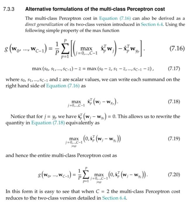 Solved The multi-class and two-class Perceptrons Finish the | Chegg.com
