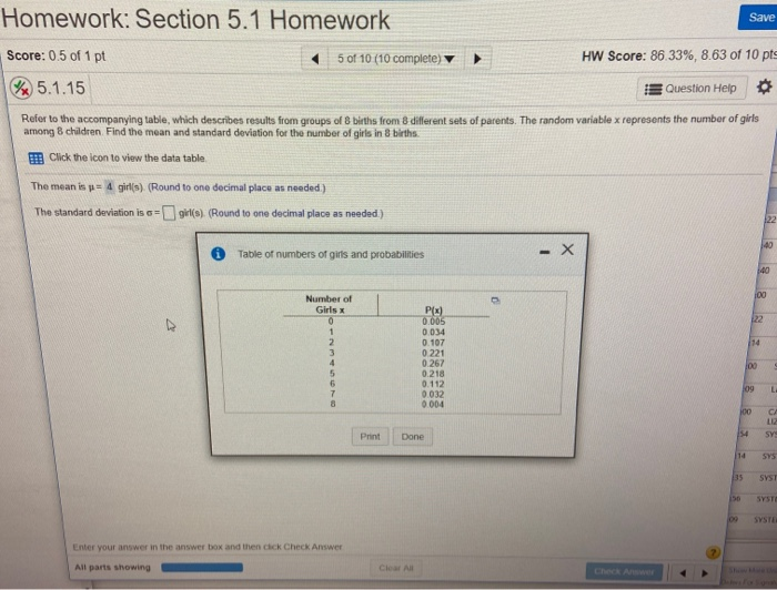 Solved Save Homework Section 5 1 Homework Score 0 5 Of 1