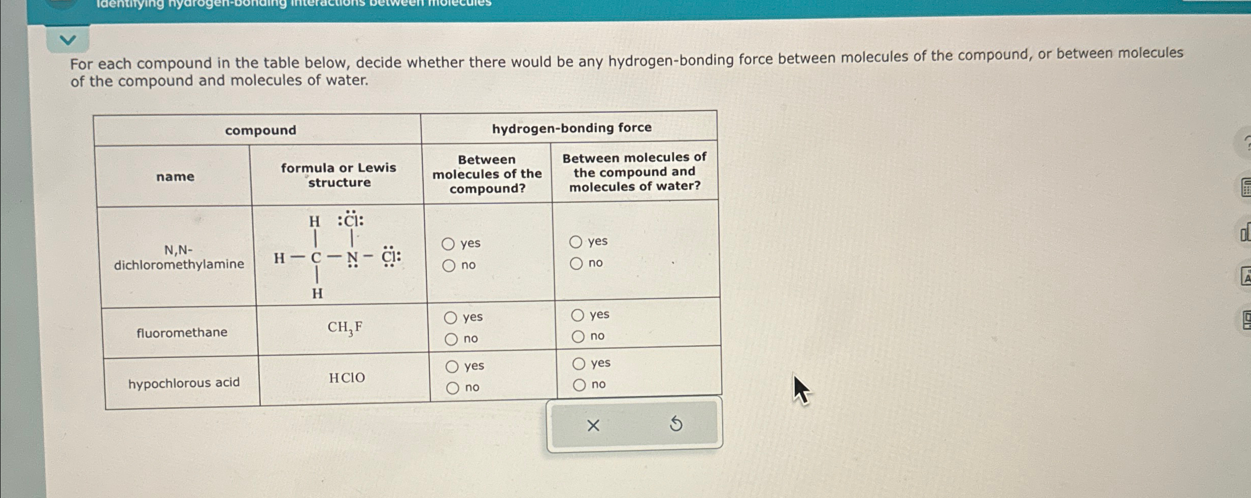 Solved For each compound in the table below, decide whether | Chegg.com