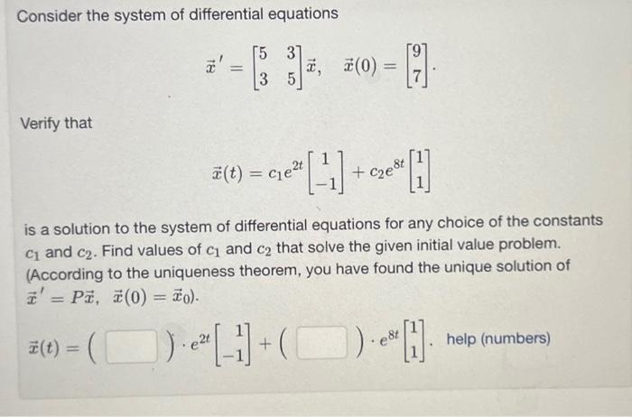 Solved Consider the system of differential equations | Chegg.com