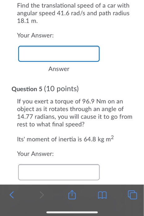 Solved Find the translational speed of a car with angular | Chegg.com