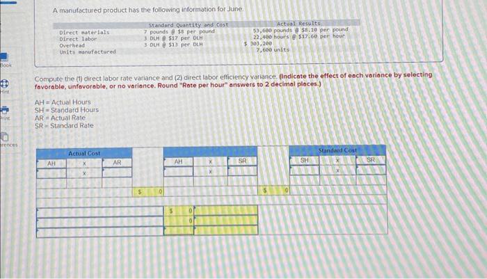 Solved A manufactured product has the following information | Chegg.com