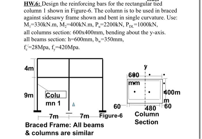 Solved HW.6: Design the reinforcing bars for the rectangular | Chegg.com