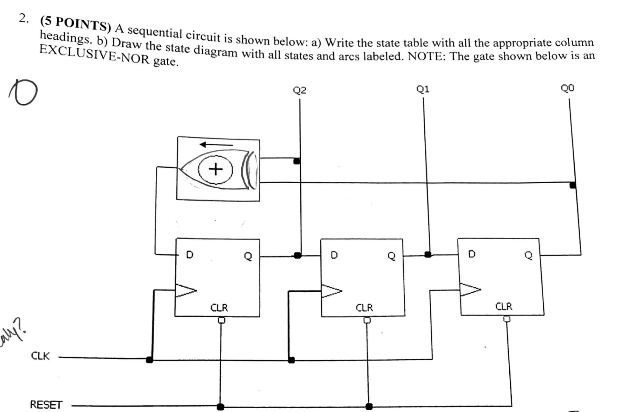 Solved 2. (5 ﻿POINTS) ﻿A sequential circuit is shown below: | Chegg.com