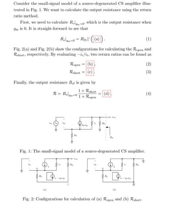 Consider the small-signal model of a | Chegg.com