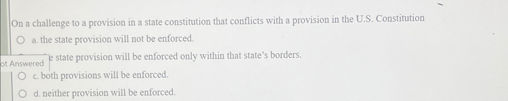 Solved On a challenge to a provision in a state constitution | Chegg.com