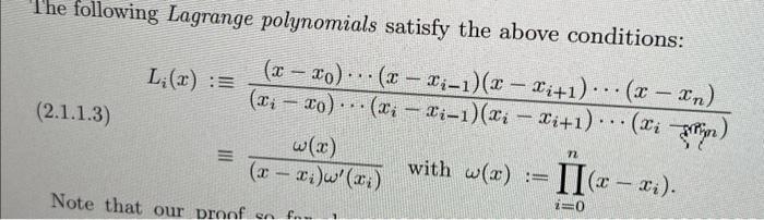 Solved 1. Let Li(x) be the Lagrange polynomials (2.1.1.3) | Chegg.com