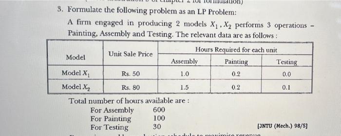Solved 3. Formulate the following problem as an LP Problem: | Chegg.com