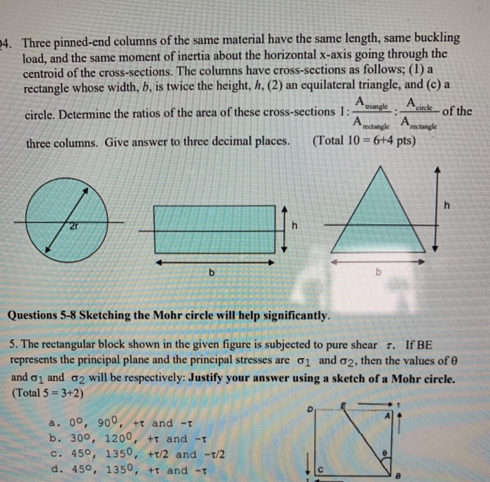 Solved 4. Three pinned-end columns of the same material have | Chegg.com