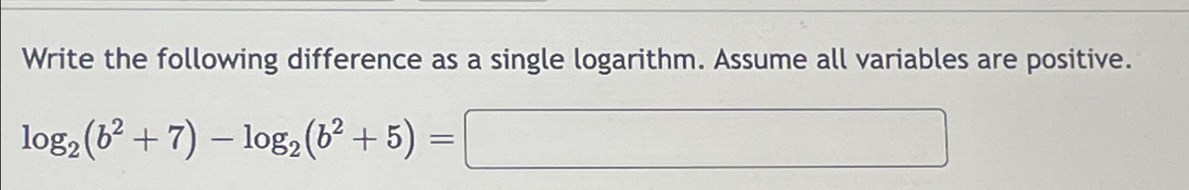 Solved Write the following difference as a single logarithm. | Chegg.com