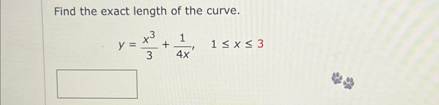 Solved Find the exact length of the curve.y=x33+14x,1≤x≤3 | Chegg.com