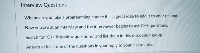 Solved Interview Questions Whenever you take a programming | Chegg.com