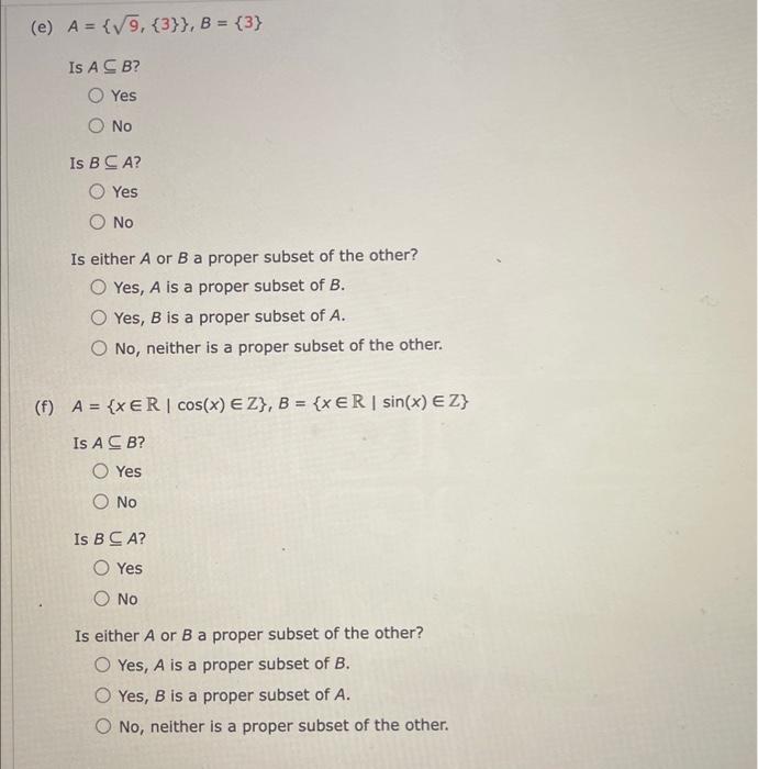 Solved In each of (a)-(f), answer the following questions: | Chegg.com