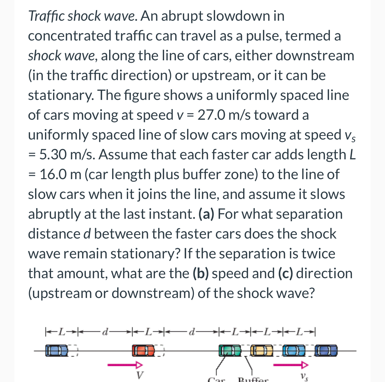 Solved Traffic shock wave. An abrupt slowdown in | Chegg.com